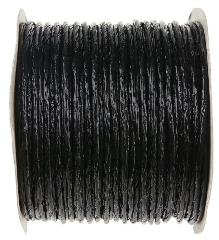 Cordon papier métallisé armé noir (laitonné) 20 M